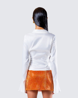 Grace White Satin Shirt – FINESSE