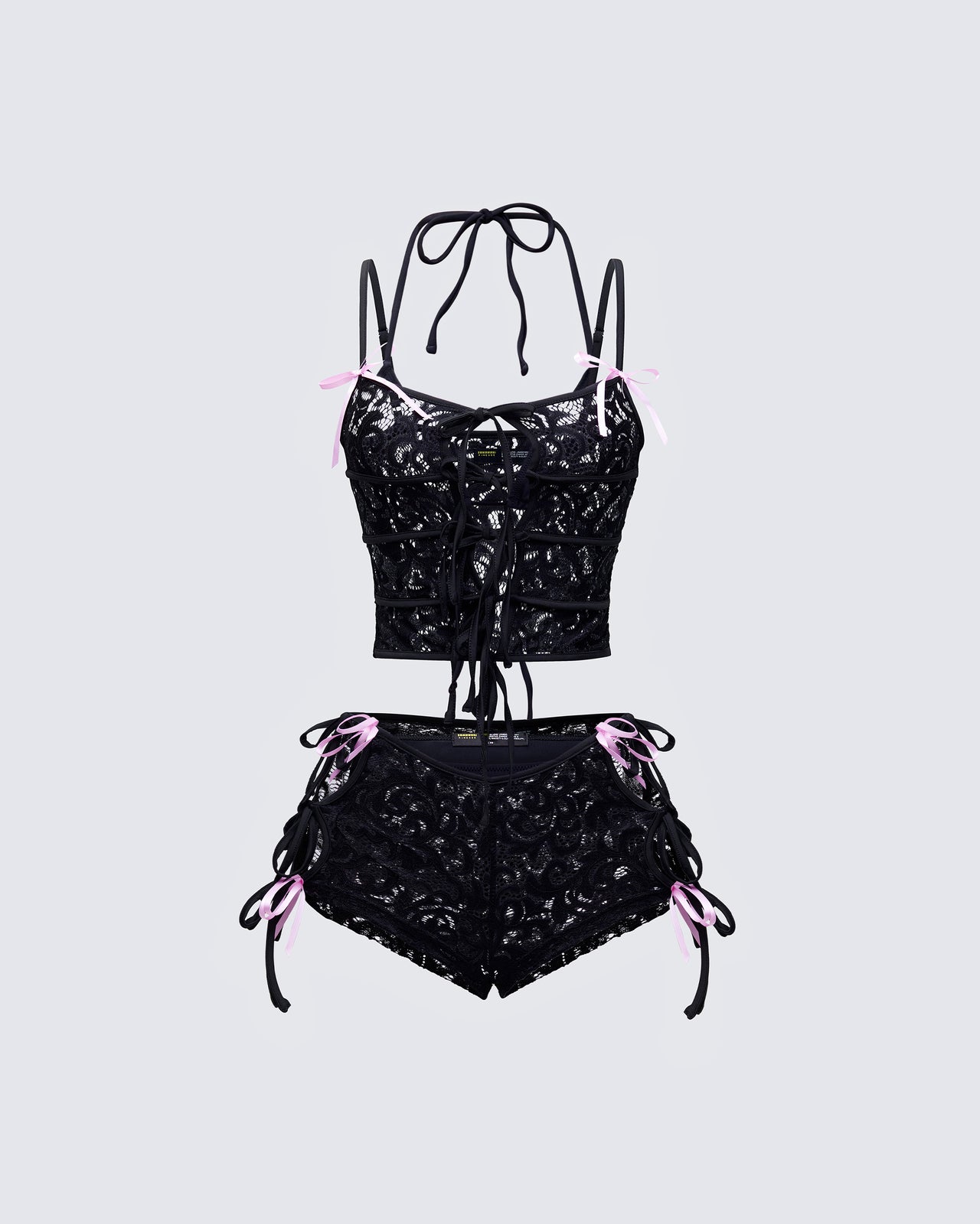 Halsey Black Lace Tie Front Top – FINESSE