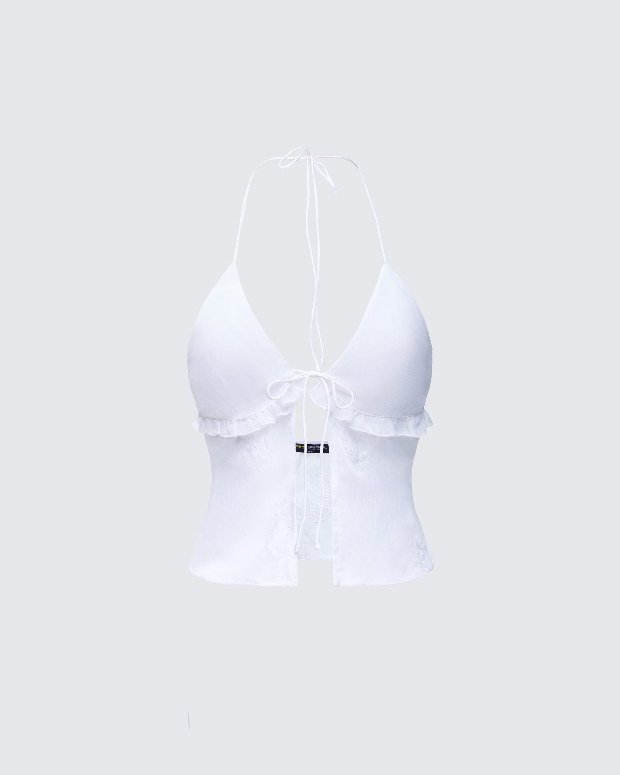 Ivory Halter Top - Embroidered Tie Front Crop – FINESSE