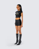 Black Graphic Tee & Mini Skirt Set - Gemini Zodiac – FINESSE