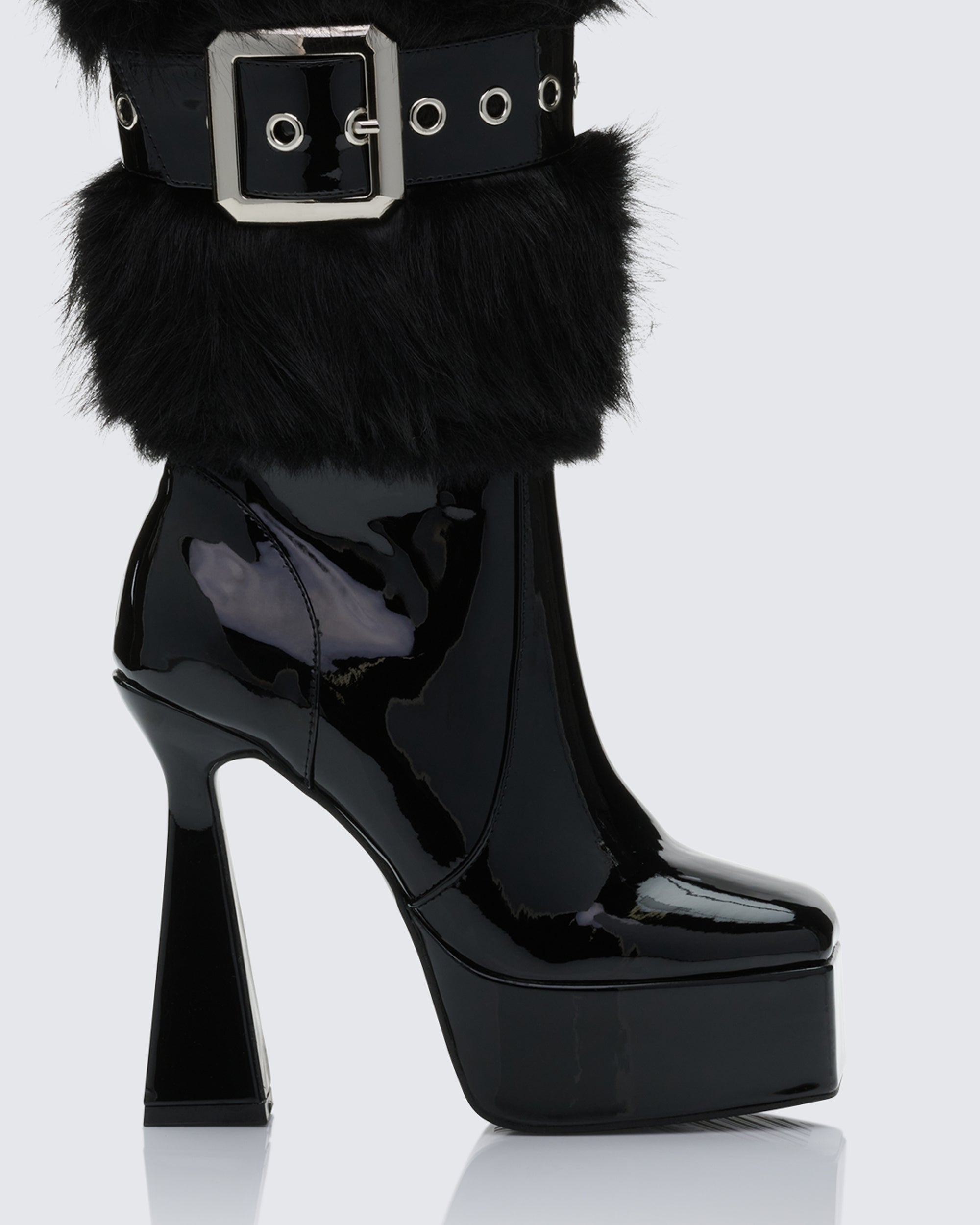 Kezia Black Fur Cuff Platform Boot – FINESSE