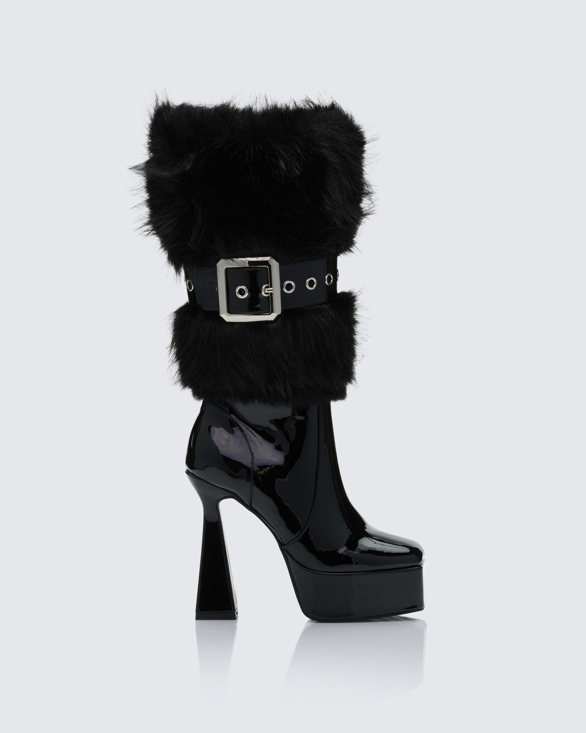 Kezia Black Fur Cuff Platform Boot – FINESSE