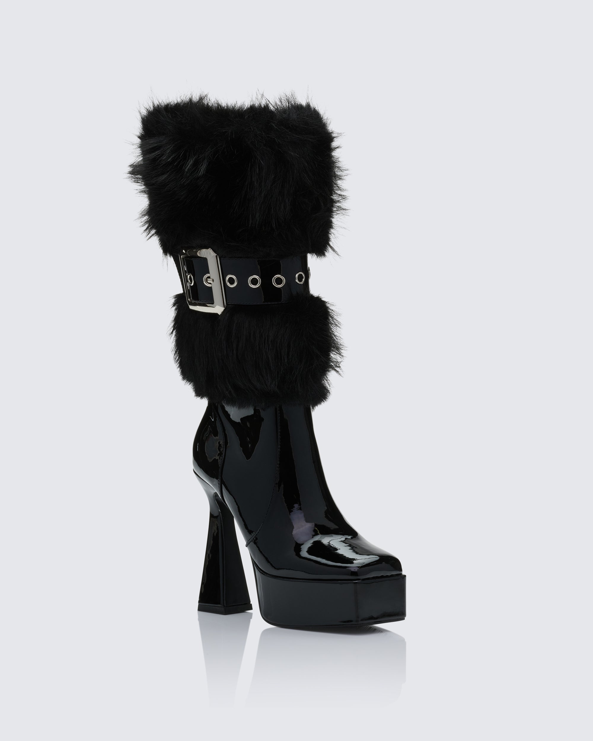 Kezia Black Fur Cuff Platform Boot – FINESSE