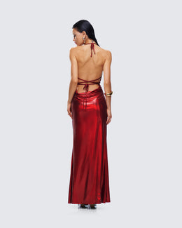 Koa Red Metallic Gown – FINESSE