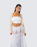 Cream Mesh Long Sleeve Crop Top - Sheer Tie Front – FINESSE