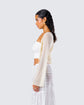 Cream Mesh Long Sleeve Crop Top - Sheer Tie Front – FINESSE