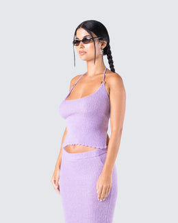 Lavender Knit Halter Top - Ribbed Crop Sweater – FINESSE
