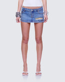 Blue Denim Micro Mini Skirt - Distressed Low Rise – FINESSE