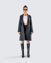 Black Longline Blazer Coat - Tailored Wool Blend – FINESSE