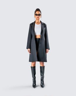 Mackenzie Black Longline Coat – FINESSE