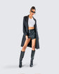 Black Longline Blazer Coat - Tailored Wool Blend – FINESSE