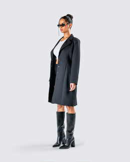 Mackenzie Black Longline Coat – FINESSE