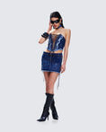 Blue Denim Lace Up Mini Skirt with Studs – FINESSE