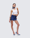 White Denim Two-Piece Set - Mini Skirt Crop Top – FINESSE