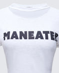 White Graphic Baby Tee - Maneater Cropped Cotton – FINESSE