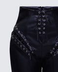 Black Lace Up Leather Pants - High Waist Straight Leg – FINESSE