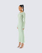 Green Ribbed Midi Dress - Long Sleeve Bodycon Knit – FINESSE