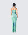 Green Mesh Maxi Dress - Abstract Print Bodycon Slip – FINESSE