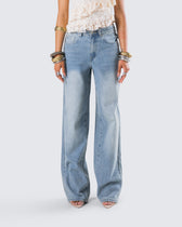 Samia Blue Denim Wide Leg Jeans – FINESSE
