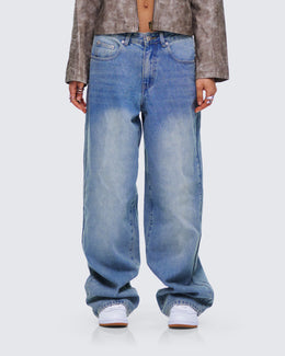 Samia Blue Denim Wide Leg Jeans – FINESSE