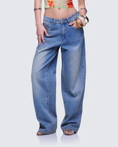 Samia Blue Denim Wide Leg Jeans – FINESSE