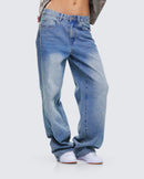 Samia Blue Denim Wide Leg Jeans – FINESSE