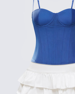 Blue Corset Top White Ruffle Skirt Set - Party Ready – FINESSE