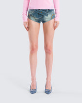 Sol Blue Belted Mini Denim Short – FINESSE