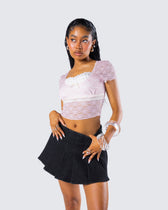 Stefanie Pink Lace Top – FINESSE
