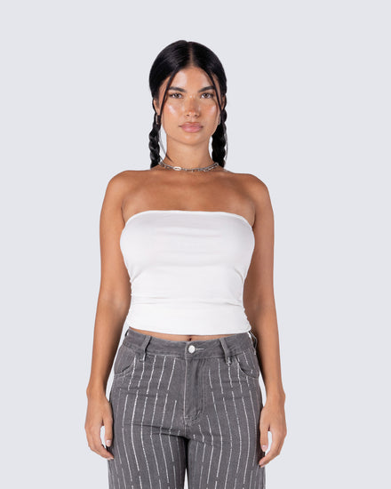 Aaliyah White Jersey Tube Top
