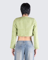Tess Green Tweed Crop Jacket – FINESSE