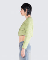 Tess Green Tweed Crop Jacket – FINESSE
