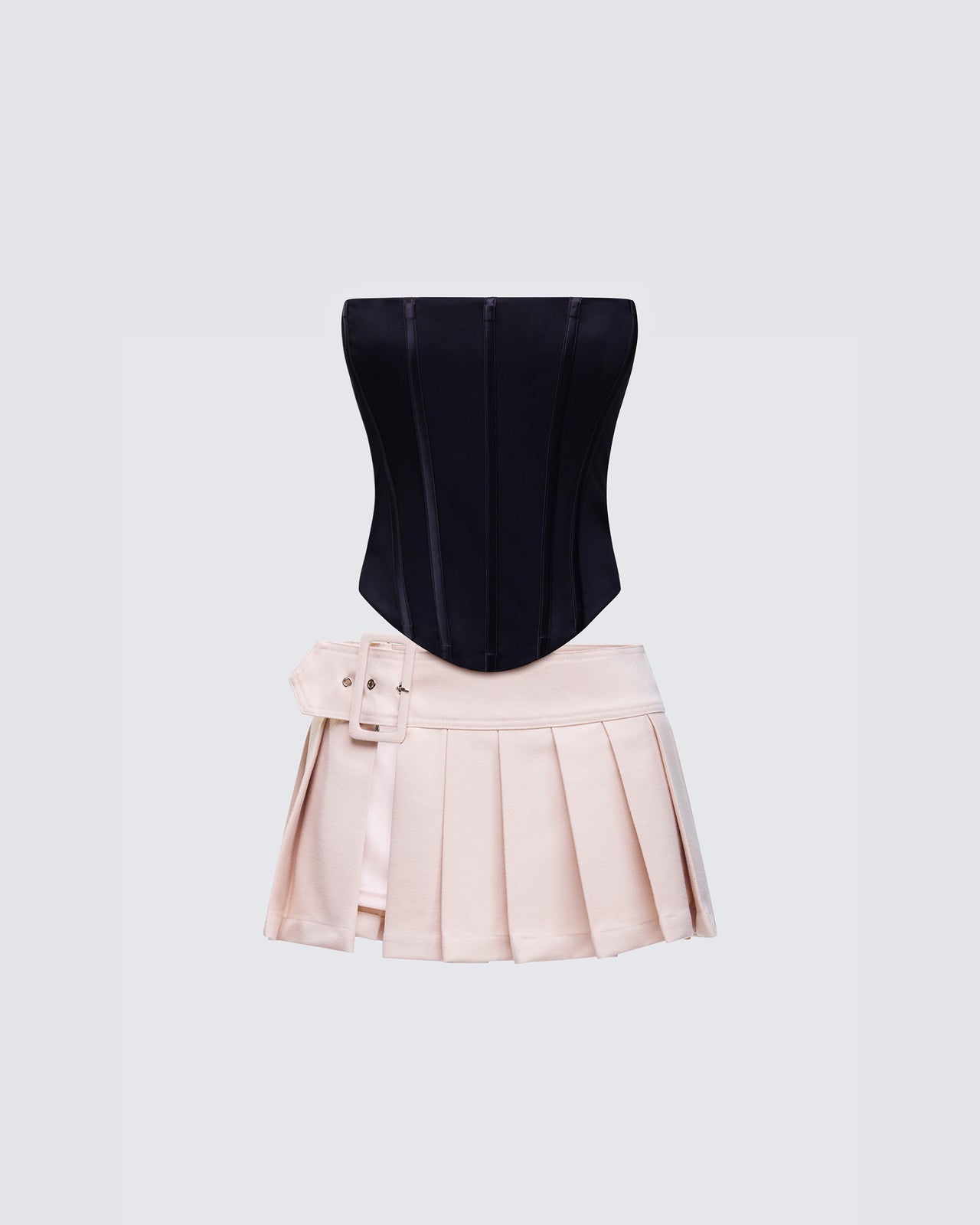 FINESSE Black Mesh Corset Women's Two-Piece Set