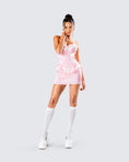 Pink Satin Corset Mini Dress - Lace Ruffle Lingerie Style – FINESSE