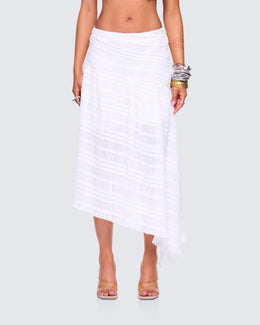 Zaya White Tiered Asymmetric Skirt – FINESSE