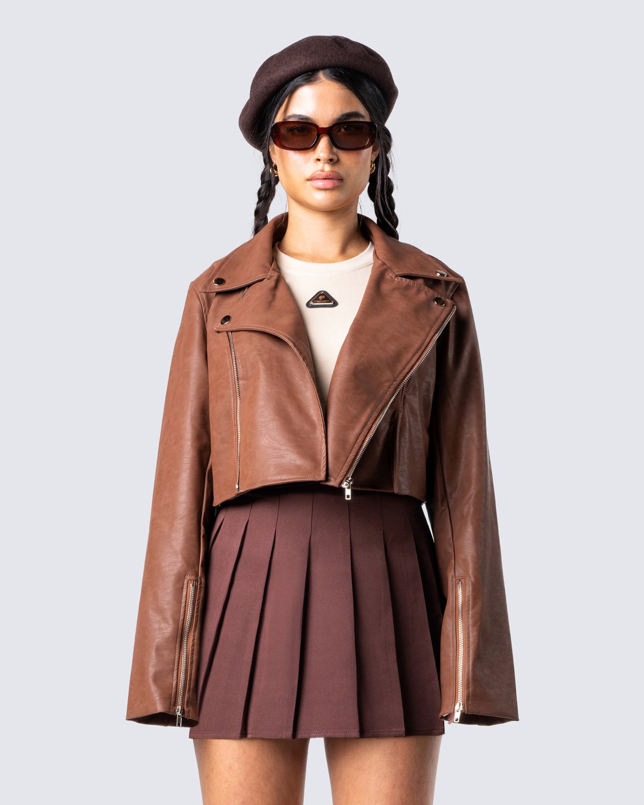 Ronny Brown Logo Knit Top – FINESSE