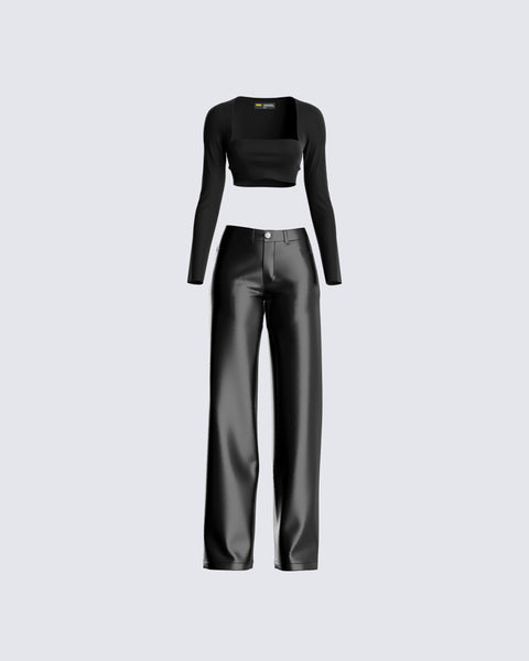 Amara Black Square Neck Top