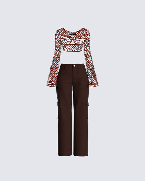 Ellery Maroon Crochet Top