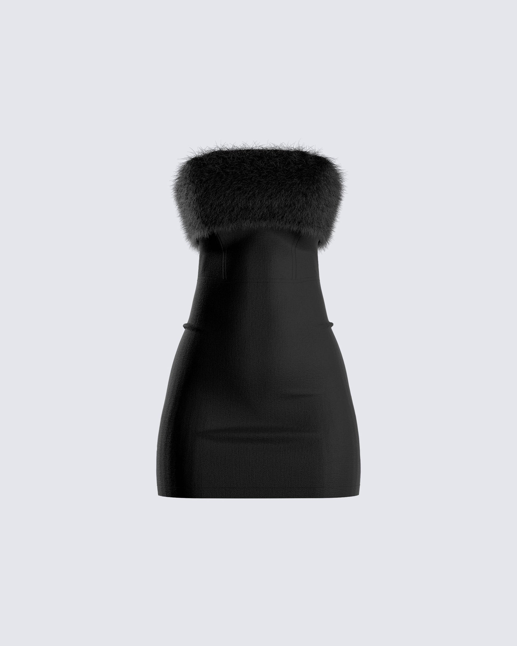 Hannah Fur Trim Mini Dress – FINESSE