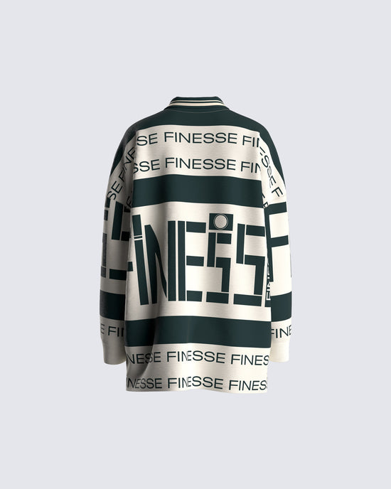 Green Oversized Polo Shirt - Logo Print Cotton – FINESSE